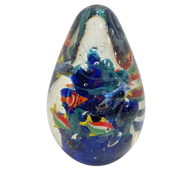 unbranded | Accents | Art Glass Paperweight Undersea Fish Aquarium Egg ...